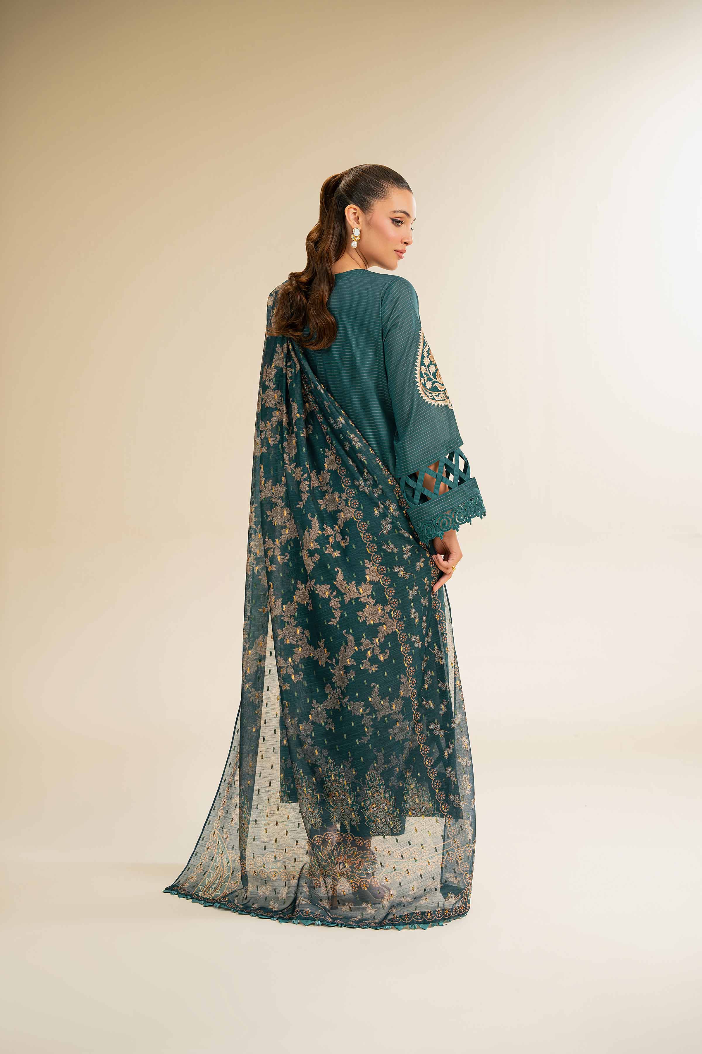 3 Piece Unstitched Embroidered Suit Eid-1A Summer Collection 2025 – NISHAT